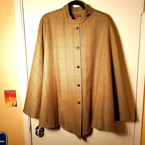 mac & jac | Jackets & Coats | Mac Jac Olive Green Tweed Womens Cape ...
